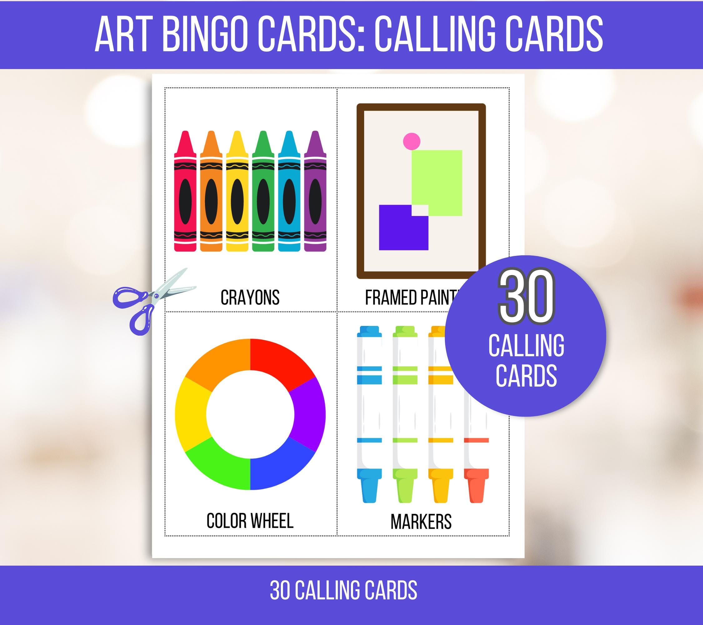 Art Bingo, 30 Printable Art Bingo Cards, Art Game, Art Party Game, Art ...