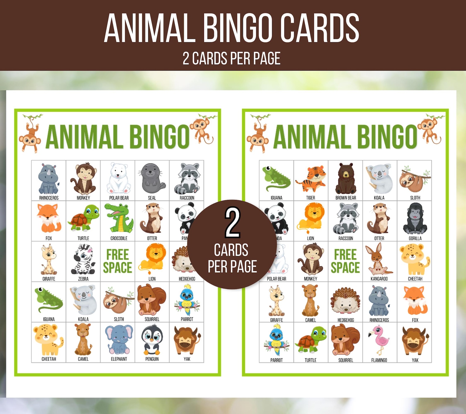 Animal Bingo, 30 Printable Animal Bingo Cards, Animal Party Game ...