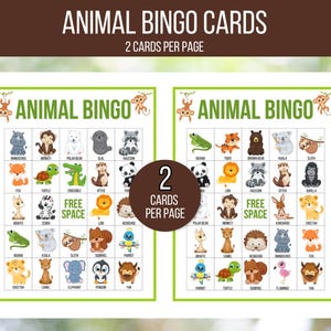 Animal Bingo, 30 Printable Animal Bingo Cards, Animal Party Game ...