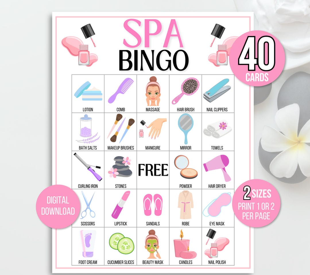 Spa Bingo, 40 Spa Bingo Cards, Spa Birthday Party Game, Girls Party ...