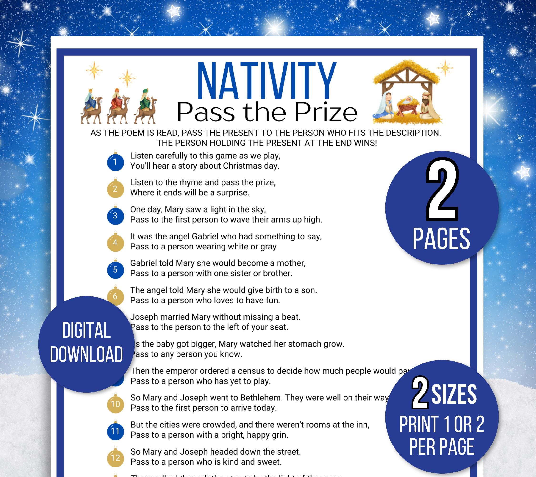 Nativity Pass the Prize Game, Christmas Pass the Prize Game, Nativity ...