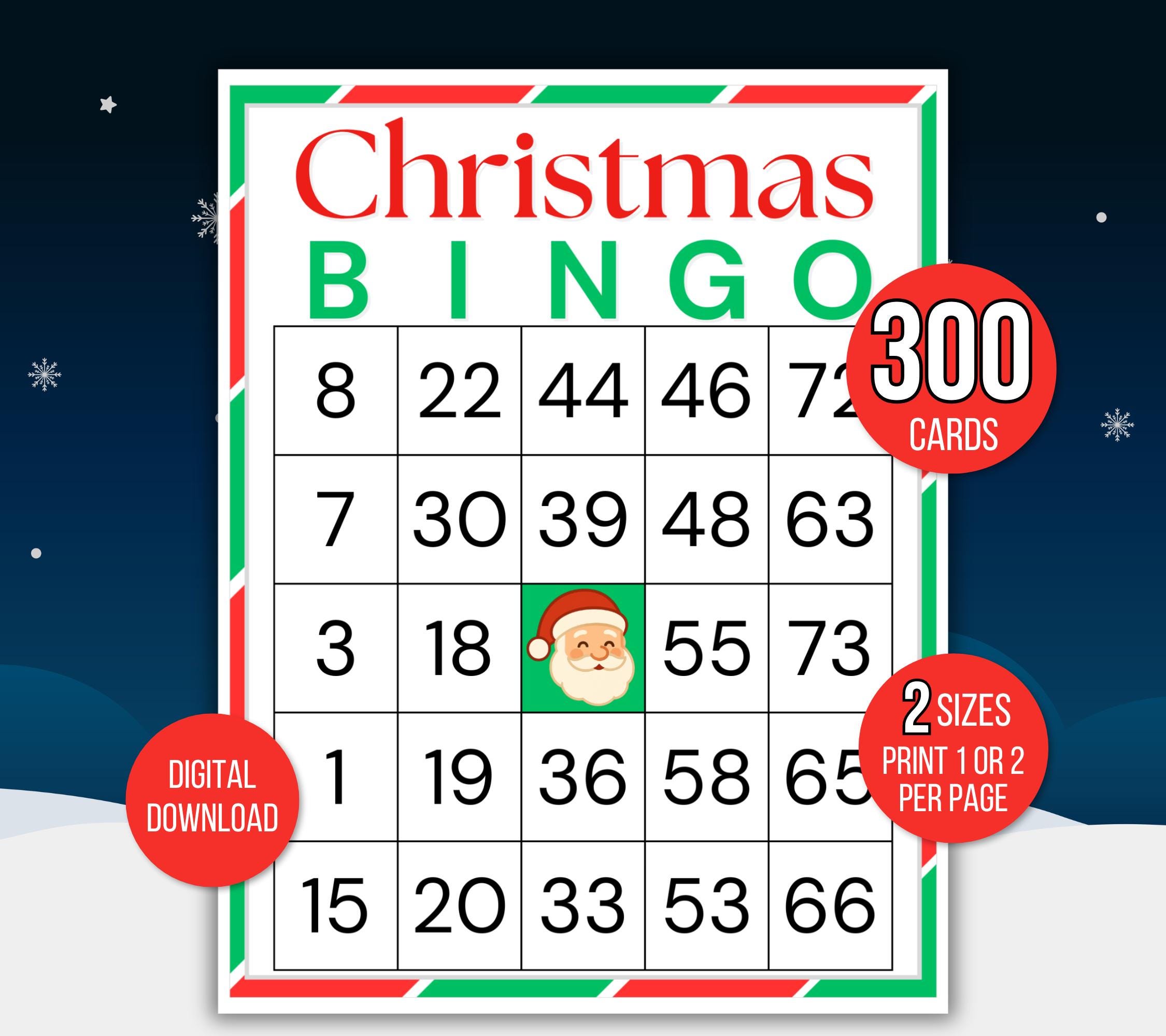 300 Christmas Bingo Cards, Christmas Number Bingo, Christmas Games ...