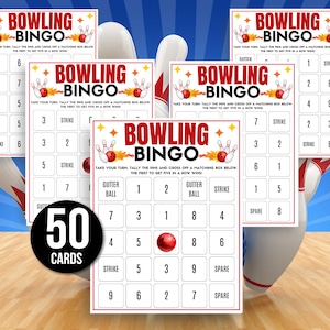 Bowling Bingo, 50 Bowling Bingo Cards, Bowling Game, Bowling Activity ...