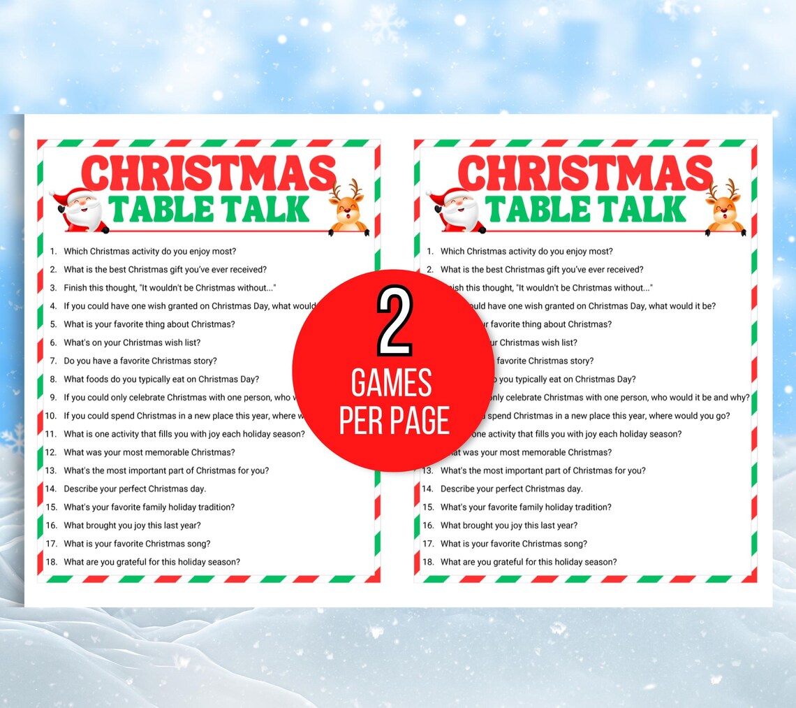 Christmas Table Talk, Christmas Conversation Starters, Christmas ...