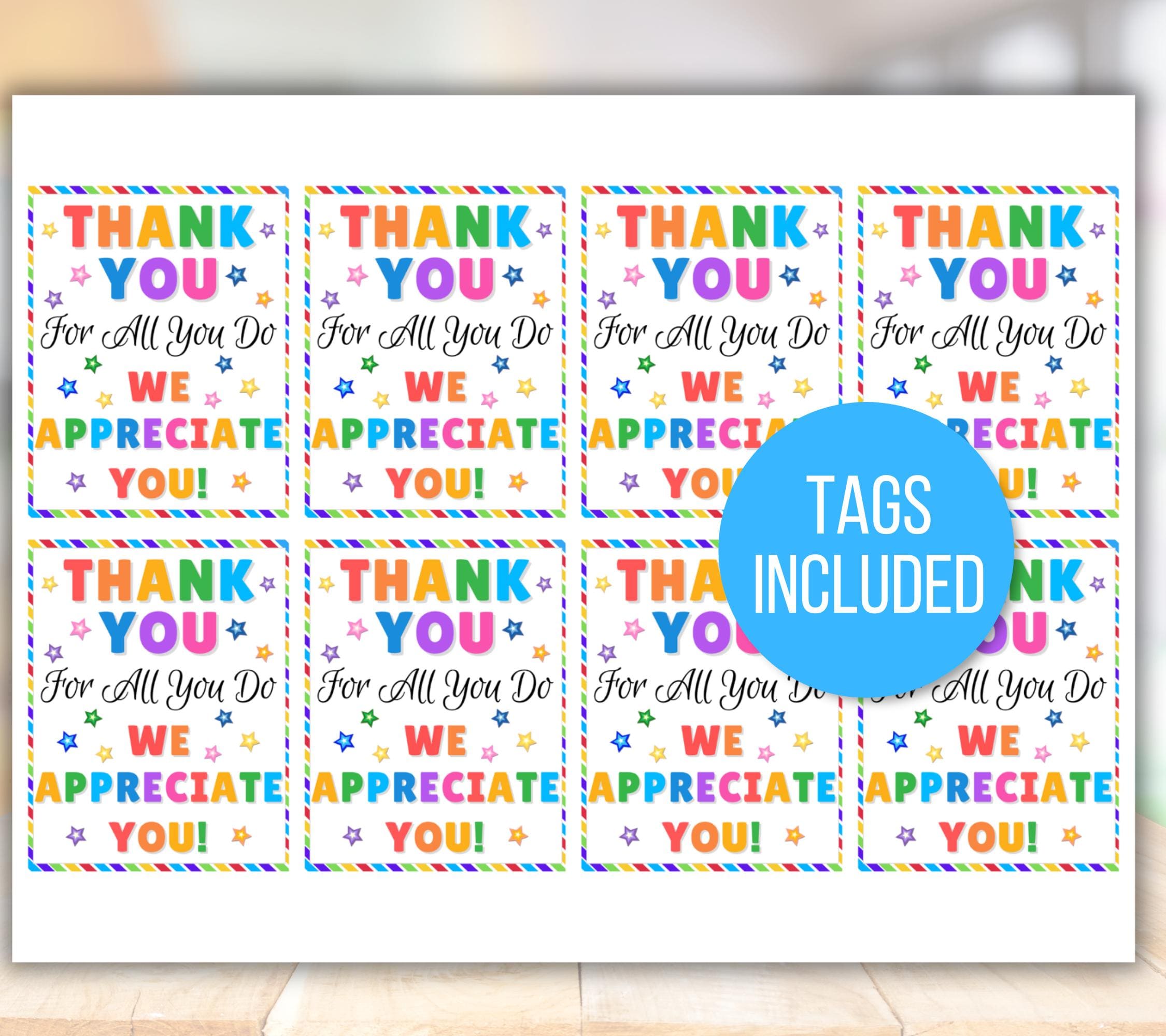 Appreciation Week Printable Sign, Thank You for All You Do, Thank You ...