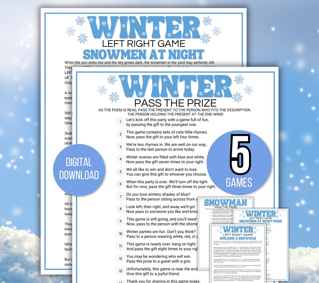 Winter Pass the Prize Games, Winter Left Right Games, Winter Pass the ...