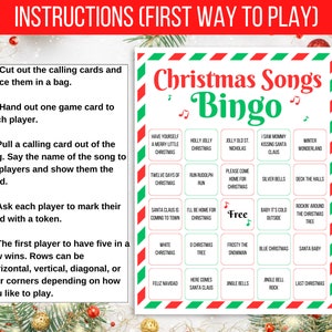 Christmas Songs Bingo, 50 Printable Christmas Songs Bingo Cards ...