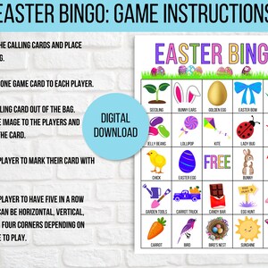 Easter Bingo, 30 Printable Easter Bingo Cards, Easter Activity for Kids ...