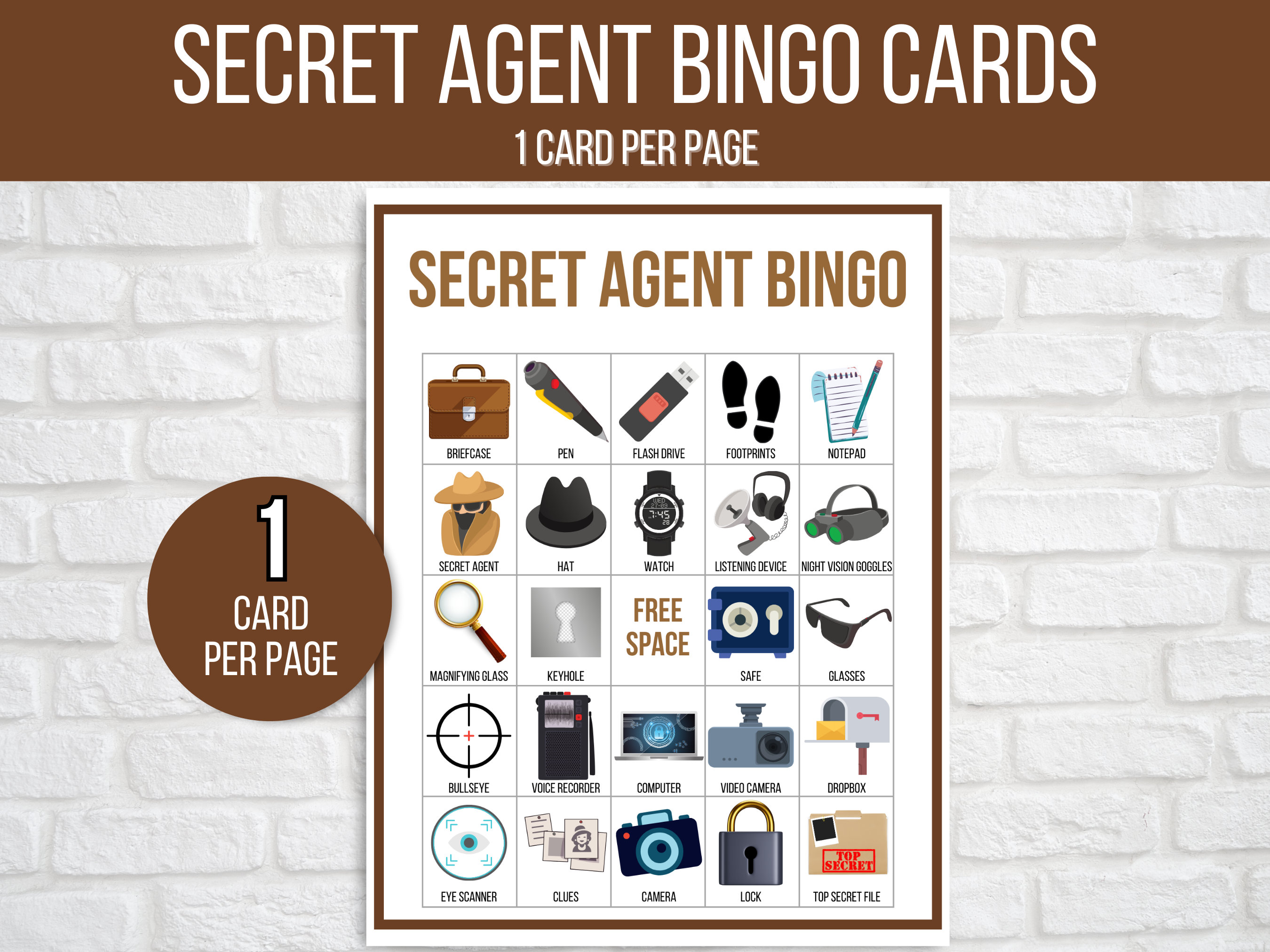 Secret Agent Bingo, 30 Printable Secret Agent Bingo Cards, Secret Agent ...
