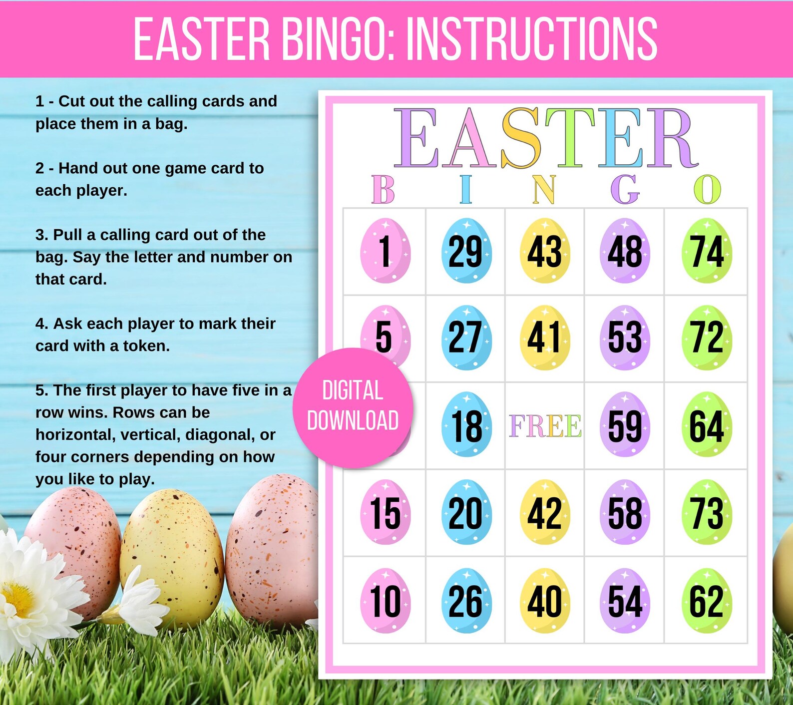 Easter Bingo, 100 Easter Bingo Cards, Easter Activity, Kids Easter ...