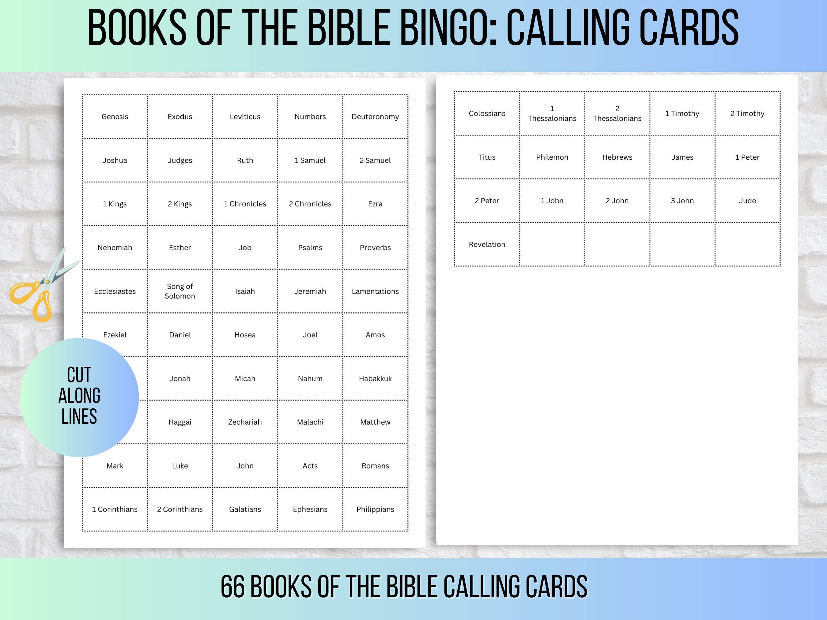 Books of the Bible Bingo Bible Bingo 60 Bible Bingo Cards - Etsy UK