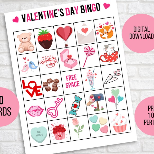 Valentine Bingo Cards - Etsy