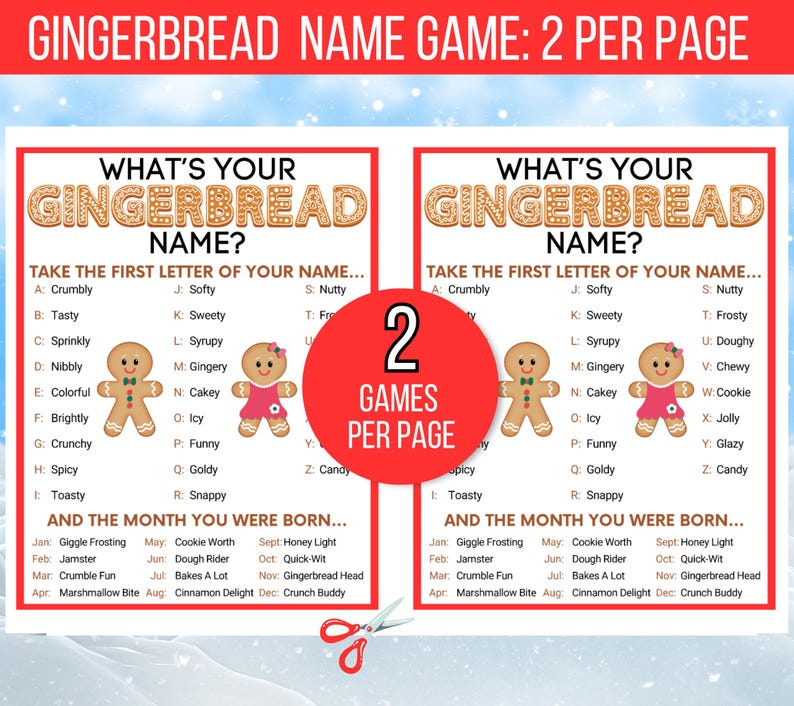 What's Your Gingerbread Name, Gingerbread Name Game, Gingerbread Games ...