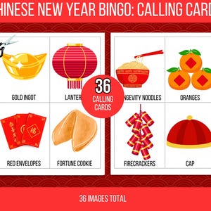 Chinese New Year Bingo, 30 Chinese New Year Bingo Cards, Chinese New ...