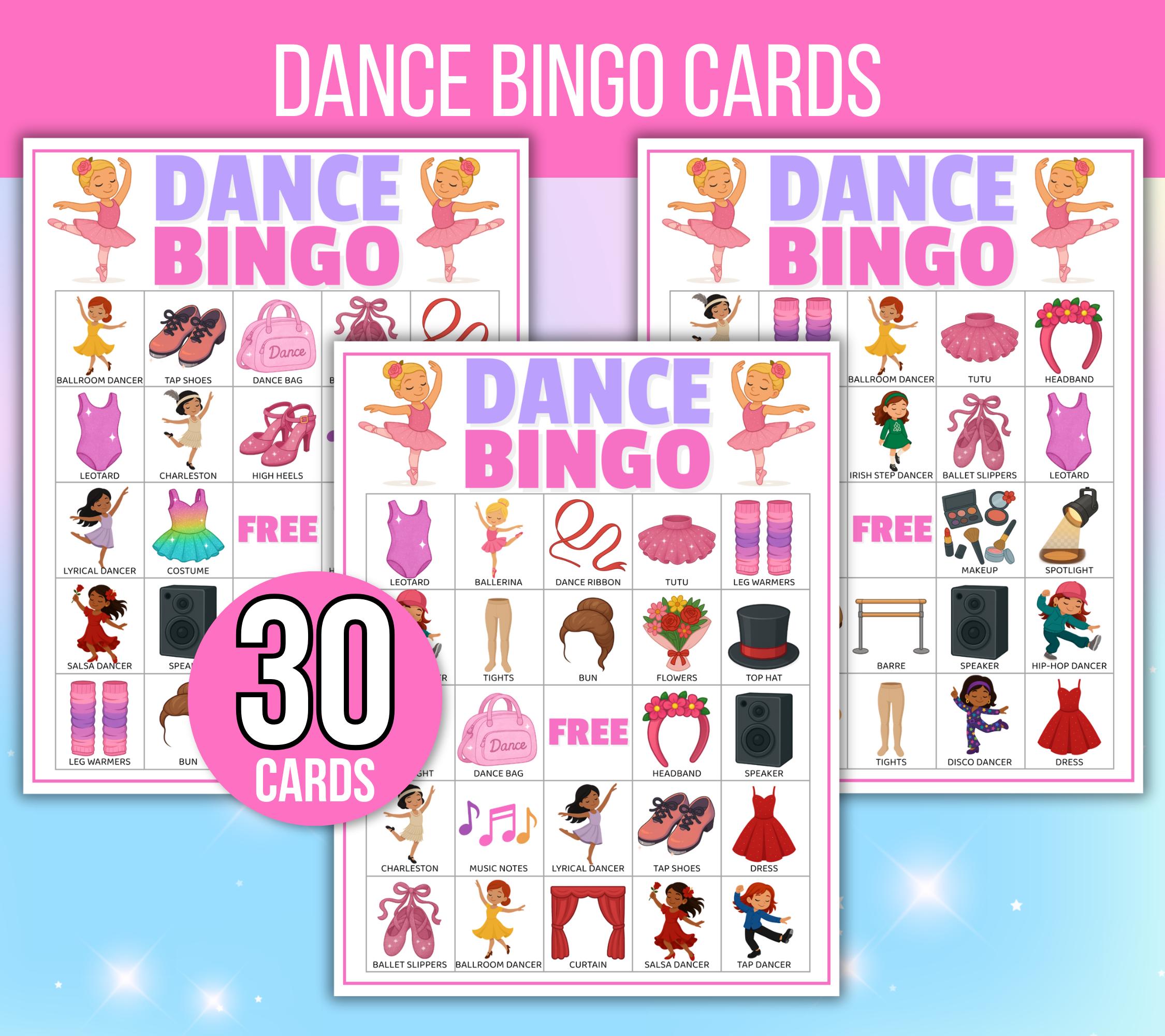 Dance Bingo, Ballet Bingo, Dance Game, Ballet Game, Dance Bingo Cards ...