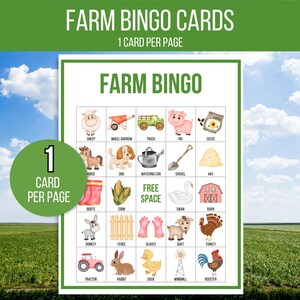 Farm Bingo, 30 Printable Farm Bingo Cards, Barnyard Bingo, Barnyard ...