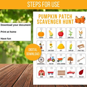 Pumpkin Patch Scavenger Hunt for Kids, Nature Scavenger Hunt, Pumpkin ...