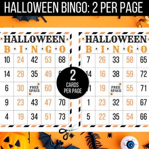 100 Halloween Bingo Cards, Halloween Number Bingo, Halloween Party Game ...