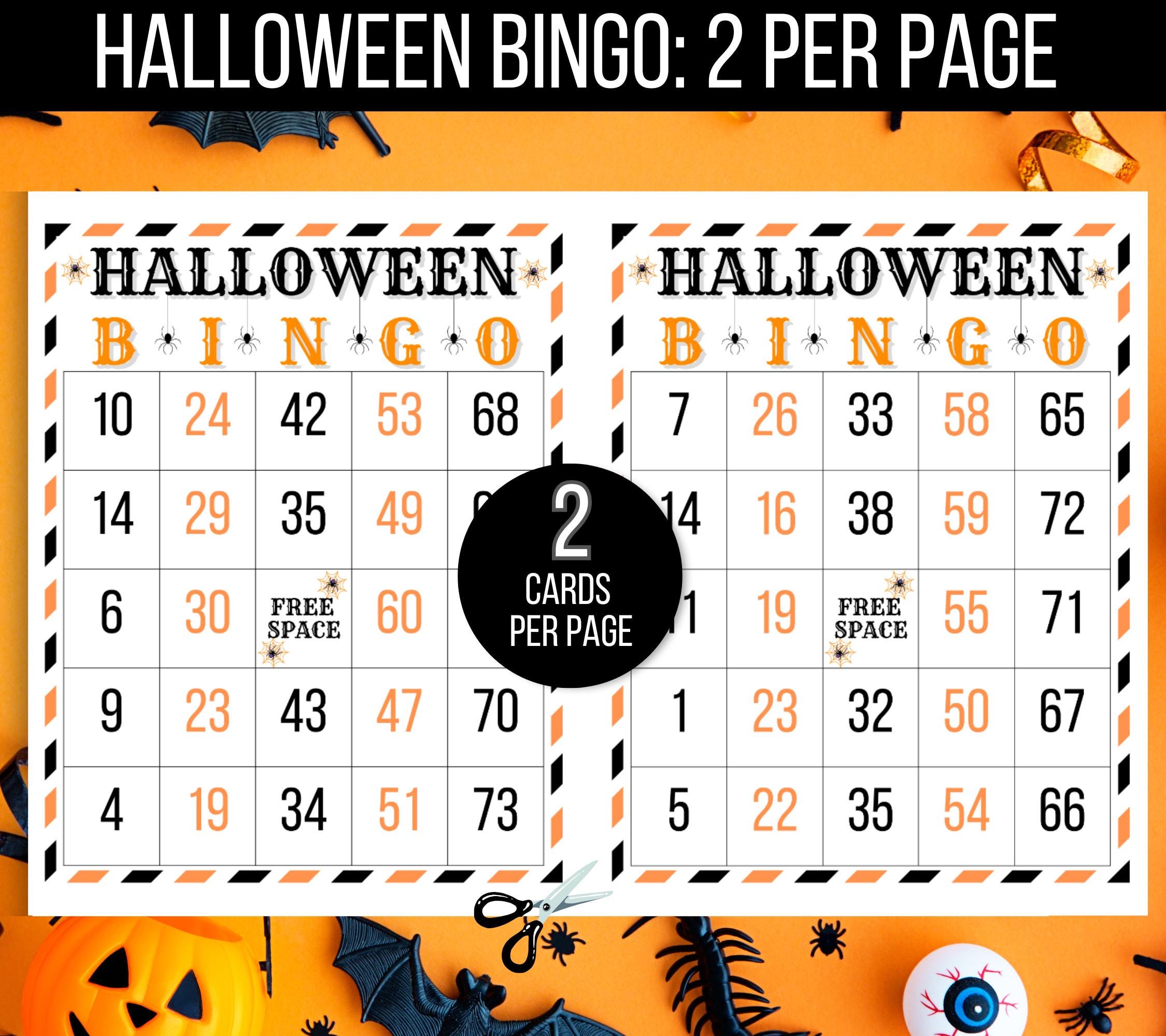 100 Halloween Bingo Cards, Halloween Number Bingo, Halloween Party Game ...