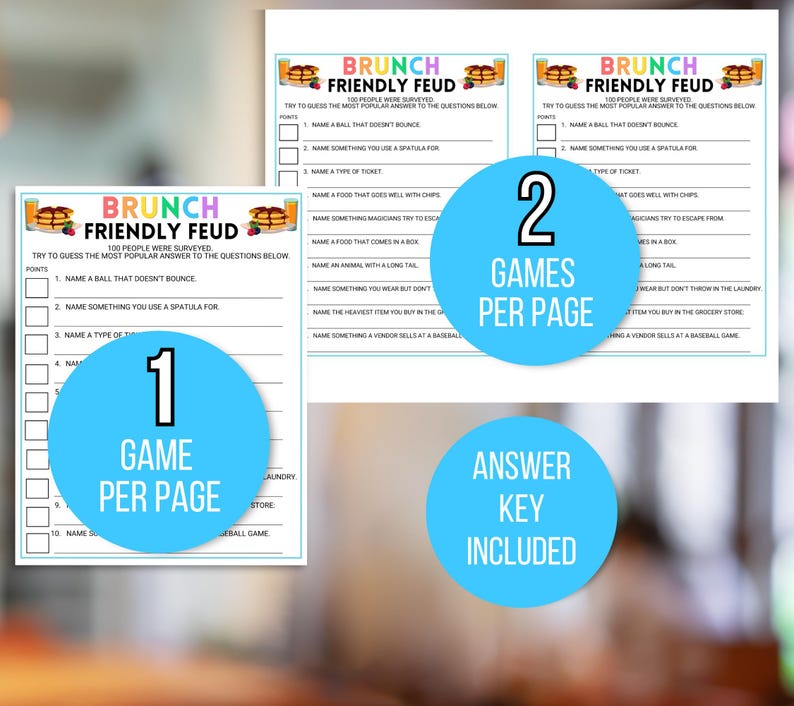 Brunch Party Games, Brunch Games, Icebreaker Table Games, Luncheon ...
