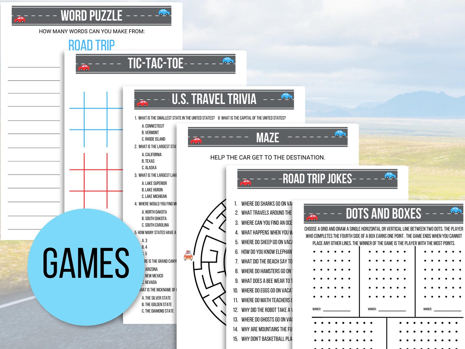 Mega Kids Road Trip Games, Travel Activities, Road Trip Games Bundle ...