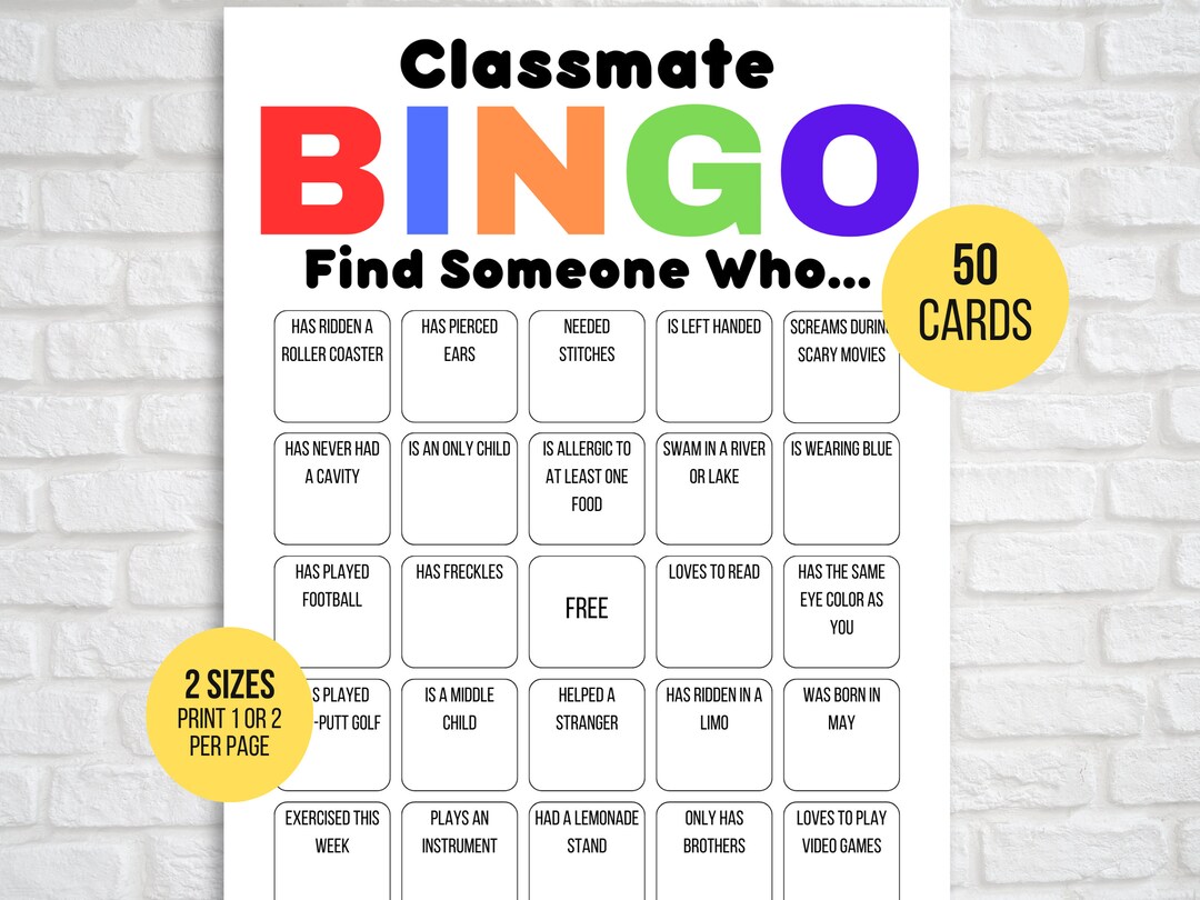Classmate Bingo, Get to Know You Bingo, Find Someone Who Bingo, Find ...