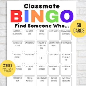 Classmate Bingo, Get to Know You Bingo, Find Someone Who Bingo, Find ...