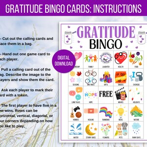 Gratitude Bingo, 30 Gratitude Bingo Cards, Mindfulness Bingo, Gratitude ...