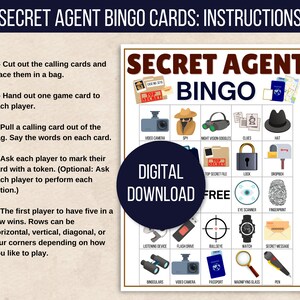 Secret Agent Bingo, 30 Printable Secret Agent Bingo Cards, Secret Agent ...