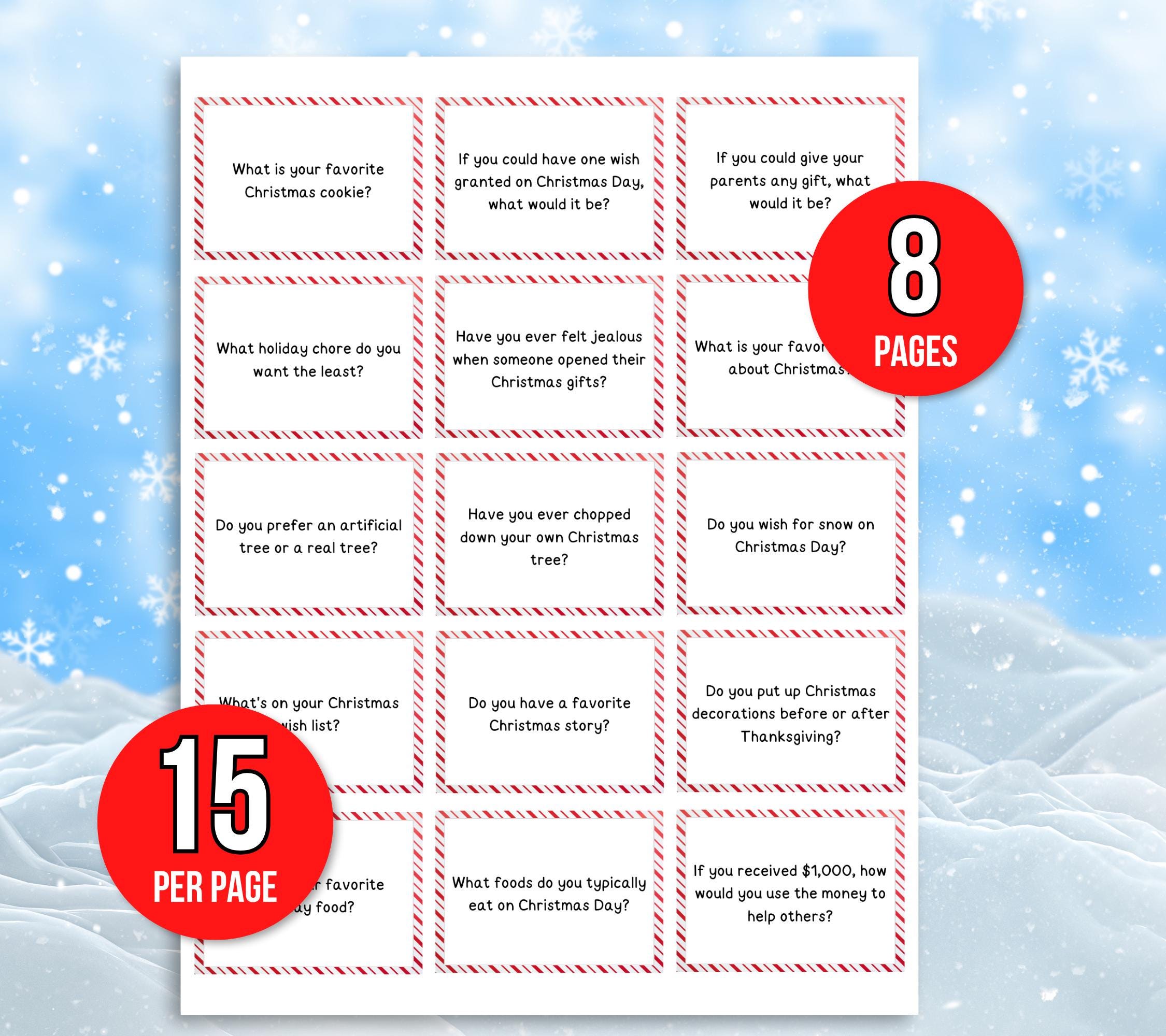 120 Christmas Conversation Cards, Christmas Icebreaker Questions ...