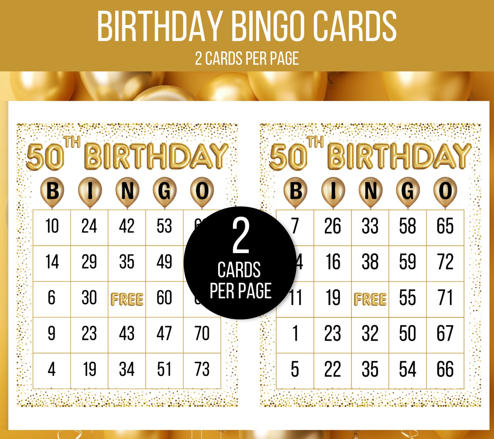 Birthday Bingo, 80 50th Birthday Bingo Cards, 50th Birthday Game, Happy ...