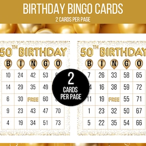 Birthday Bingo, 80 50th Birthday Bingo Cards, 50th Birthday Game, Happy Birthday Bingo Boards ...