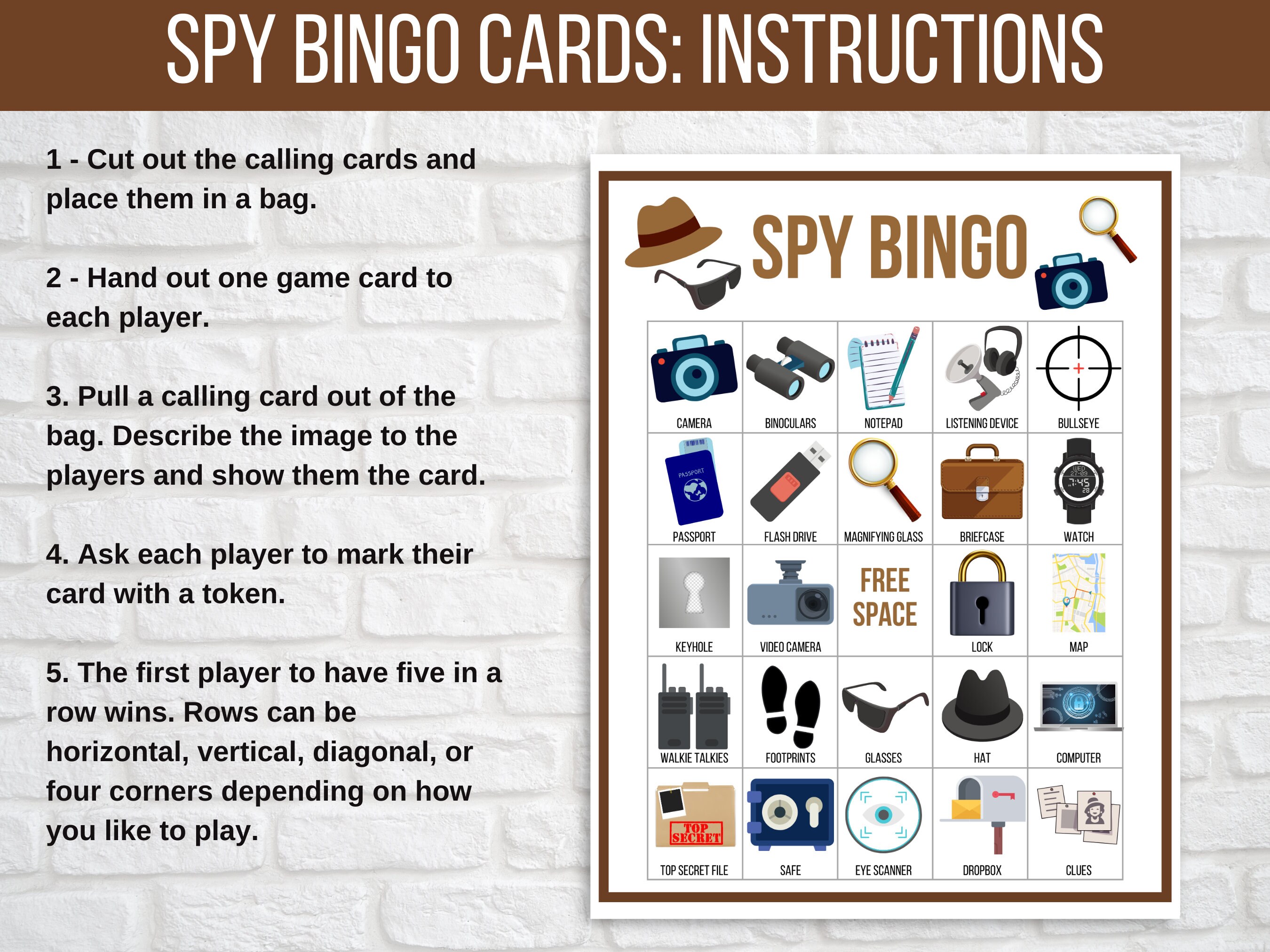 Spy Bingo 30 Printable Spy Bingo Cards Spy Party Game Spy - Etsy UK