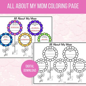 All About My Mom Fill in the Blanks Questionnaire, Mother's Day Craft ...