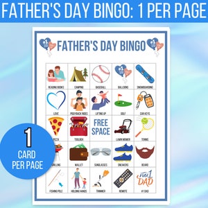 Printable Father's Day Bingo, 30 Father's Day Bingo Cards, Father's Day ...