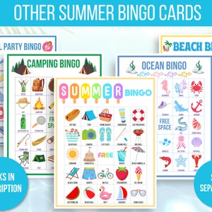 Summer Bingo, 30 Unique Printable Summer Bingo Cards, Summer Game ...