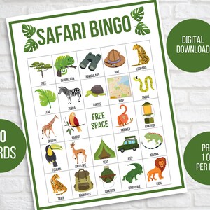 Safari Bingo 30 Printable Safari Bingo Cards Safari Party - Etsy