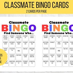 Classmate Bingo Get to Know You Bingo Find Someone Who - Etsy