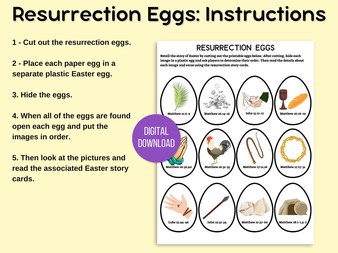 Printable Easter Story, Resurrection Story Cards, Resurrection Eggs ...