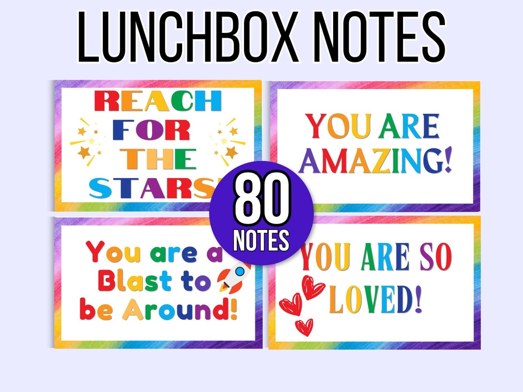 Printable Lunchbox Notes, Positive Notes, Encouragement Cards, Kindness ...