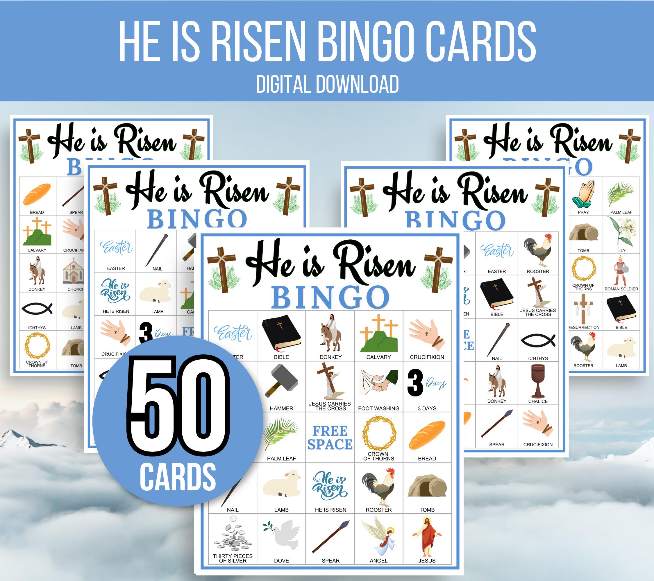 Resurrection Bingo, 50 Easter Bingo Cards, Easter Bible Bingo ...