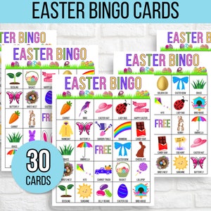 Easter Bingo, 30 Printable Easter Bingo Cards, Easter Activity for Kids ...