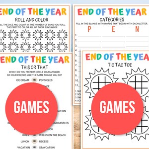 End of Year Party Games, Last Day of School Game Bundle, End of School ...
