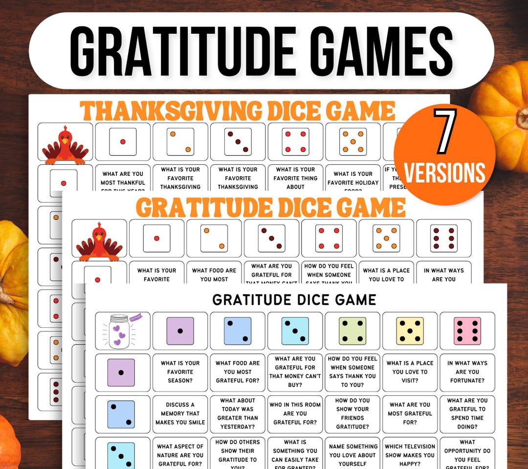 Thanksgiving Gratitude Dice Game, Thanksgiving Games, Thanksgiving ...