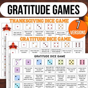 Thanksgiving Gratitude Dice Game, Thanksgiving Games, Thanksgiving ...