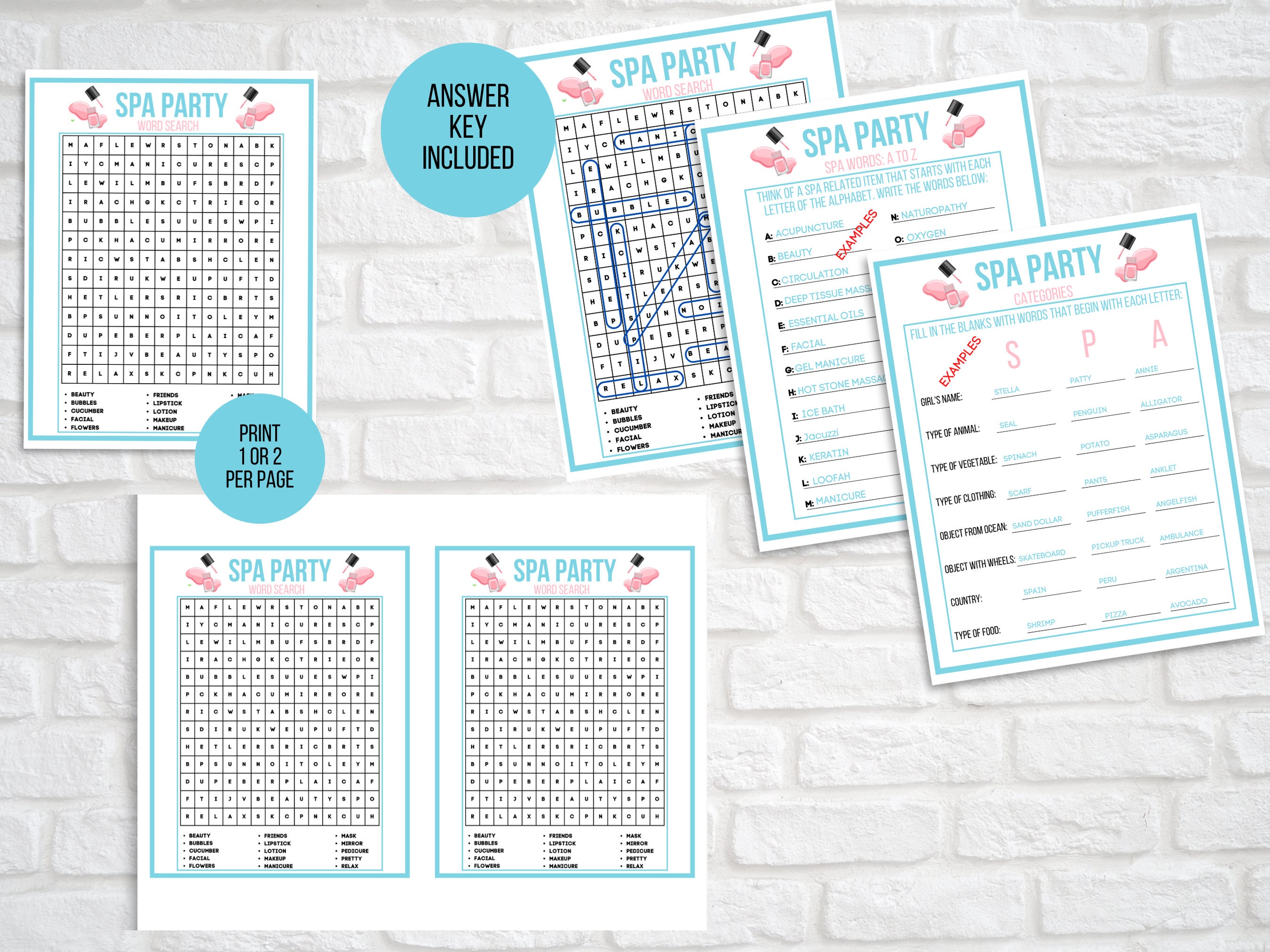 Spa Party Games Printable, Spa Party Activities, Girls Spa Party Games ...