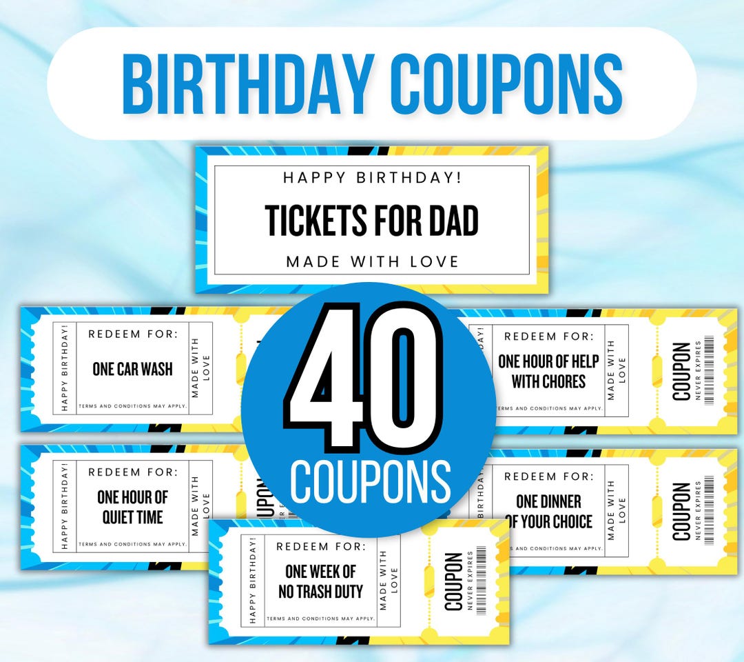 Birthday Coupon Book, Birthday Coupons for Dad, Editable Birthday ...