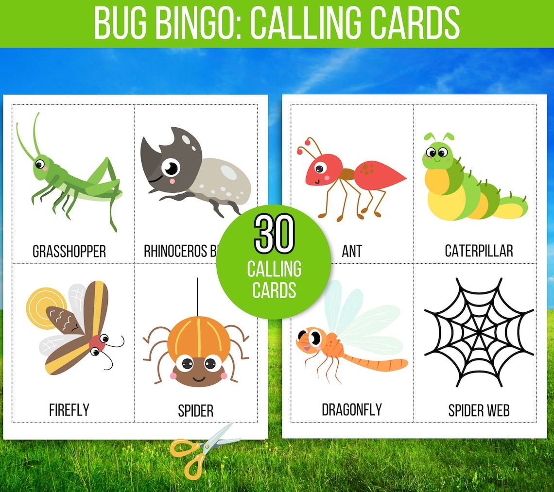 Bug Bingo, 30 Printable Bug Bingo Cards, Insect Bingo, Nature Bingo ...