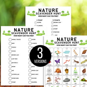 Nature Scavenger Hunt for Kids, Outdoor Nature Scavenger Hunt, Hike ...