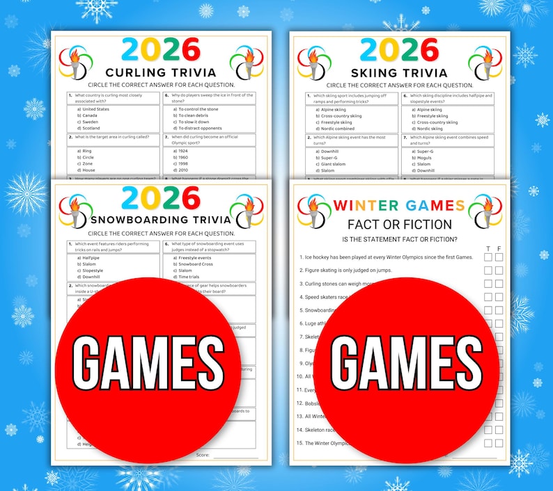 Winter Games Trivia Bundle, Winter Games Bundle, Team USA Watch Party ...
